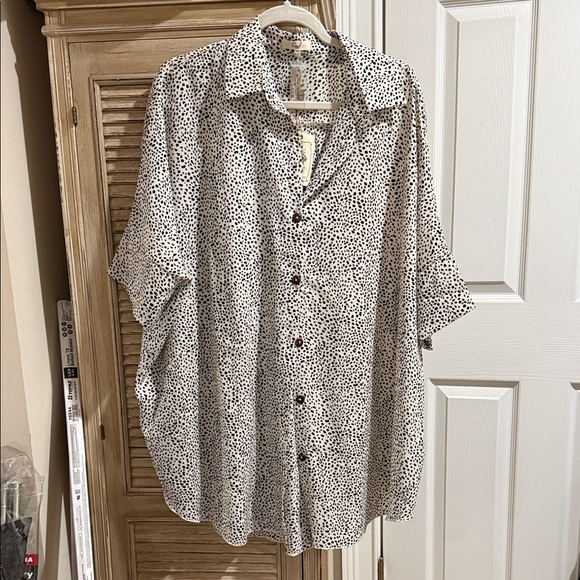 easel | Tops | Easel Black And White Speckled Button Down Shirt Very ...